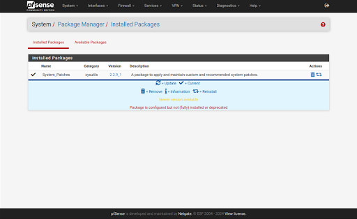 Using pfSense Software System Patches